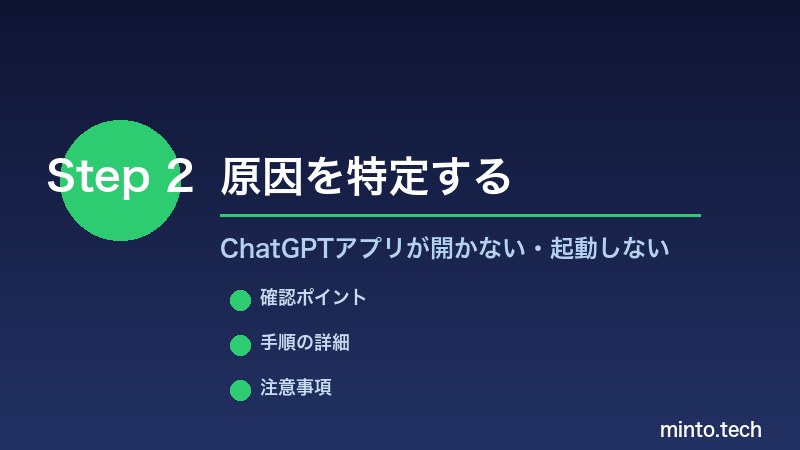 【2026年最新】ChatGPTアプリが開かない・起動しない原因と対処法【完全ガイド】 – minto.tech