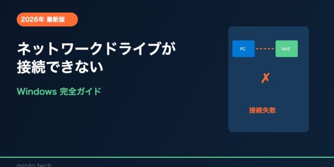 【2026年最新版】Windowsでネットワークドライブが接続できない・表示されない原因と対処法【完全ガイド】 – minto.tech