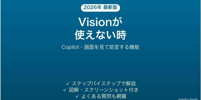 【2026年最新版】Microsoft CopilotのVision(画面を見て助言)が使えない時の対処法 – minto.tech